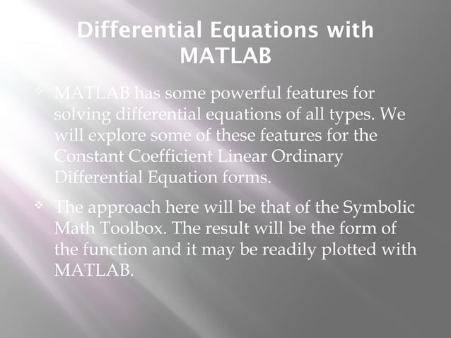 Differential equation & laplace transformation with matlab | PPT