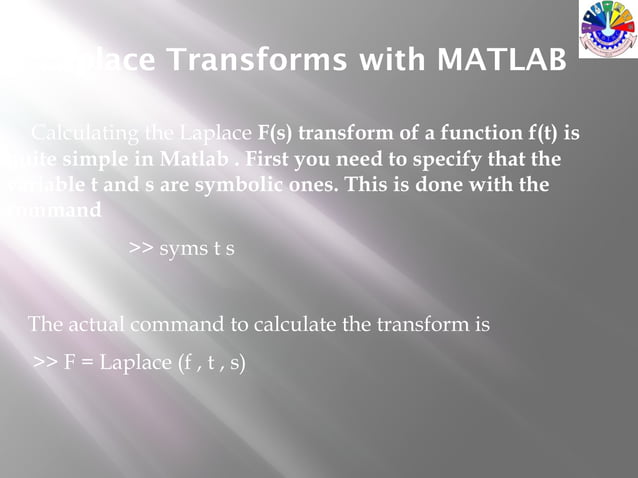 Differential equation & laplace transformation with matlab | PPT