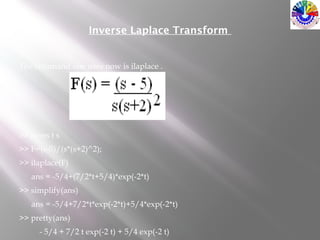 Differential equation & laplace transformation with matlab | PPT
