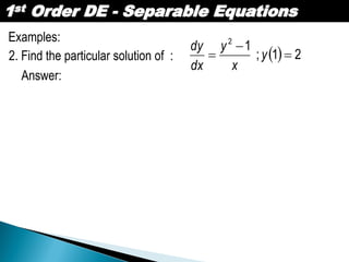 First Order Differential Equations | PDF