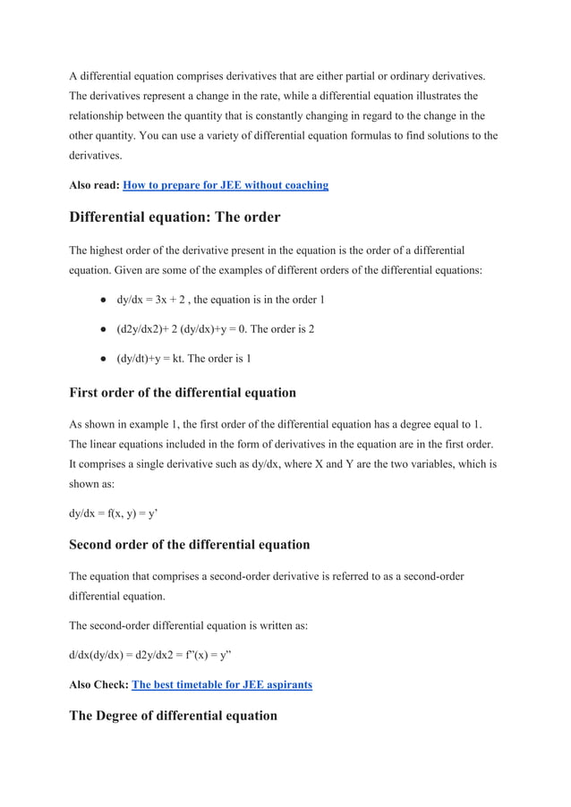 Differential Equations: All about it's order, degree, application and ...