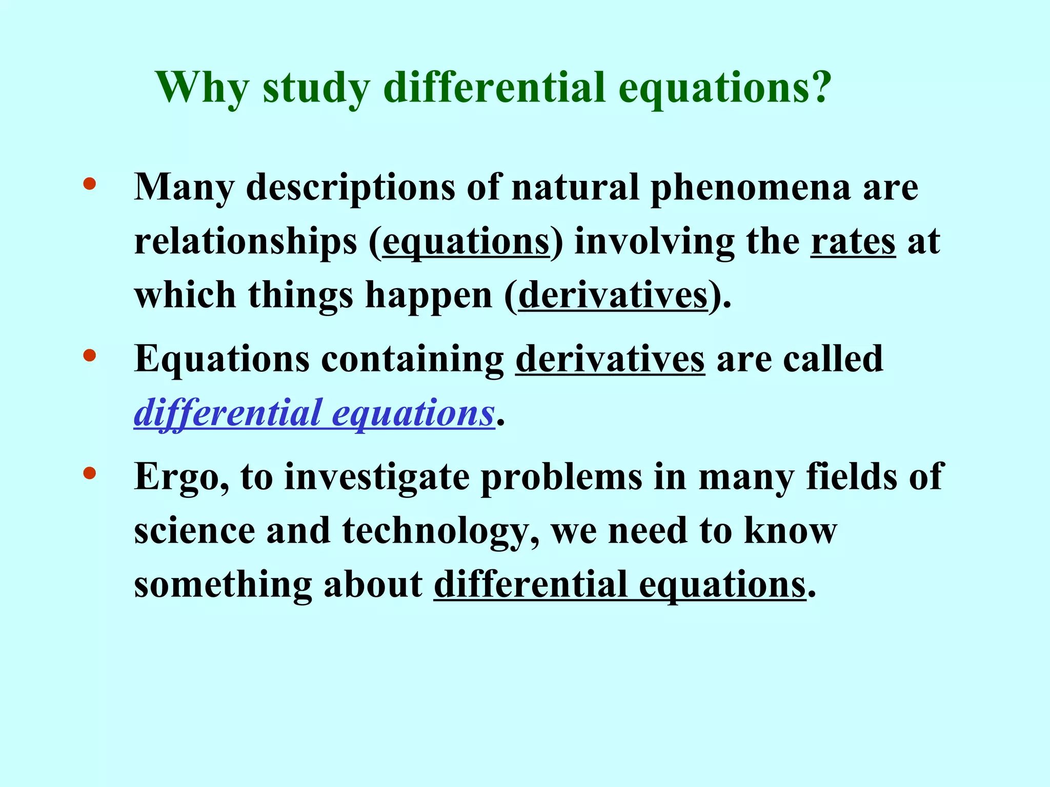 Differential Equations And Its Applications Ppt