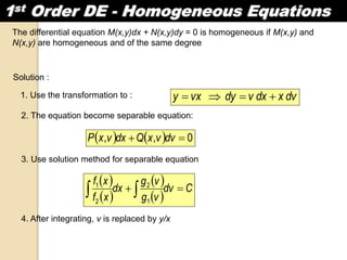 Differential equations of first order | PPTX