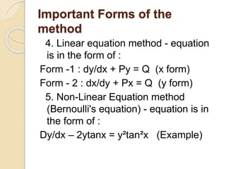Differential equations of first order | PPTX