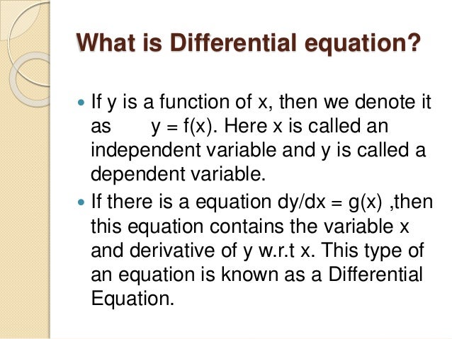 Differential equations of first order