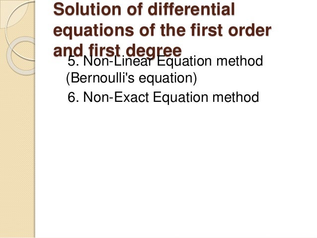 Differential Equations Of First Order