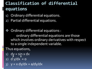 Differential equations of first order | PPTX