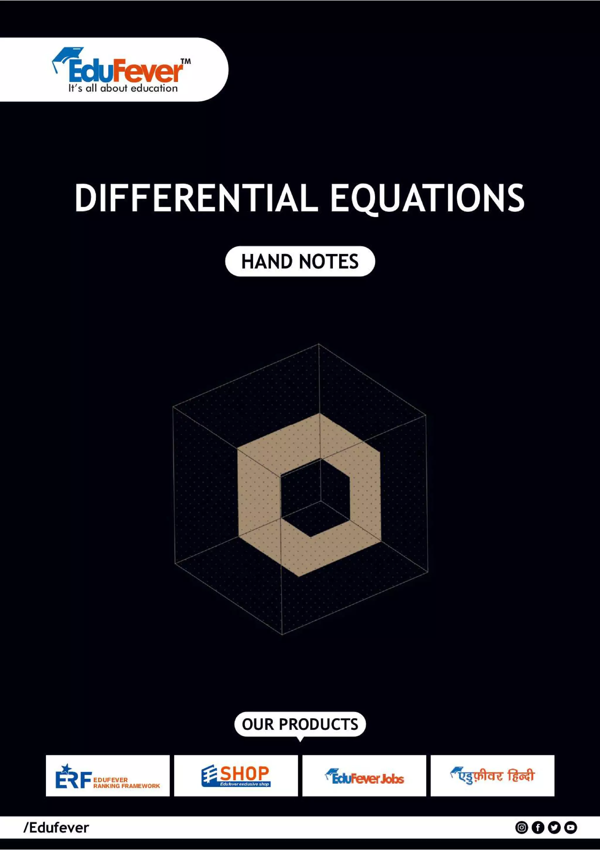Differential Equations - Mathematics Handwritten Notes | PDF