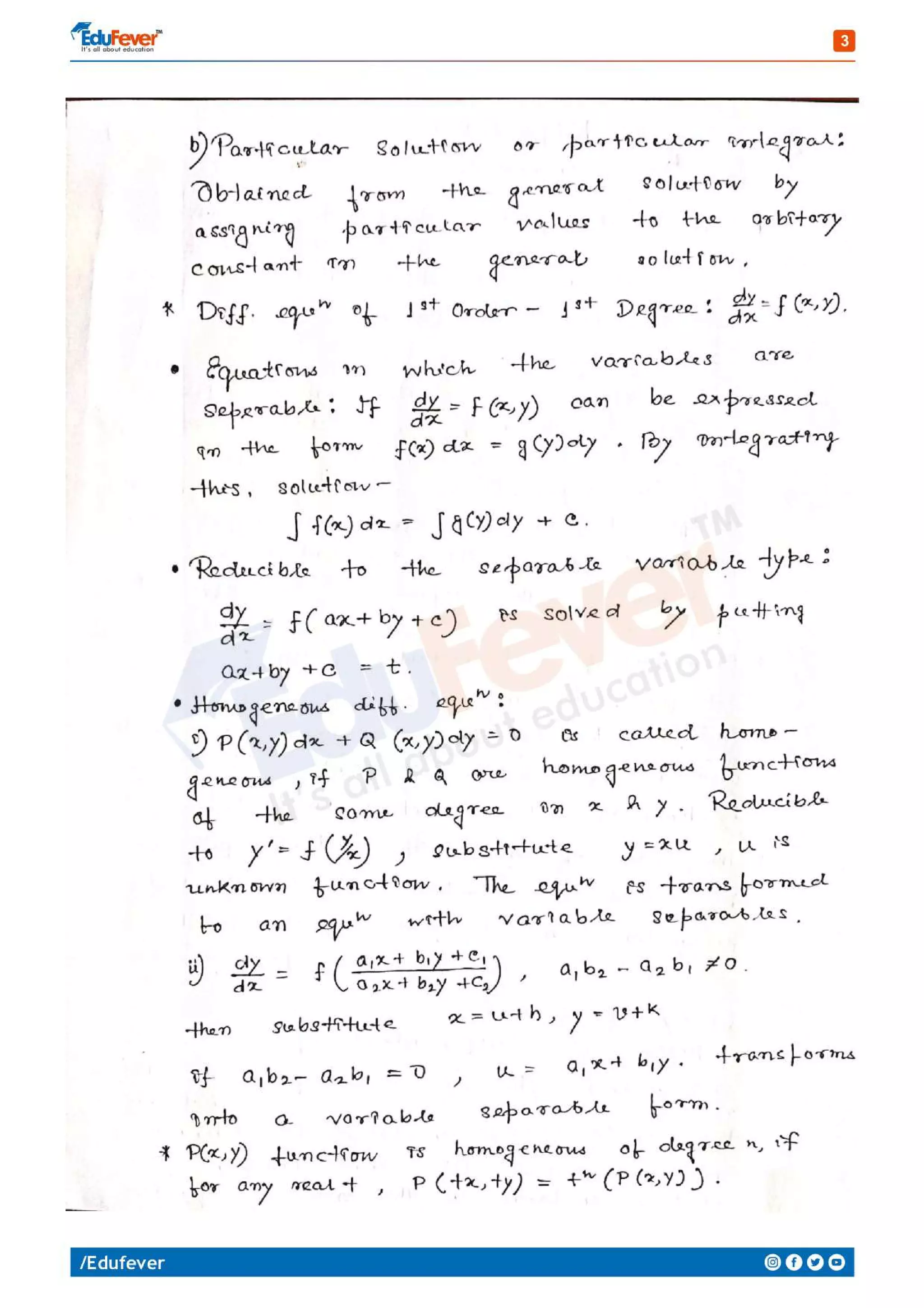 Differential Equations - Mathematics Handwritten Notes | PDF