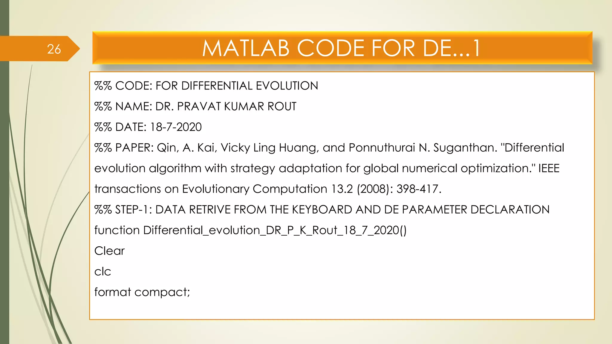 Differential evolution optimization technique | PPT