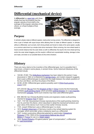 Differential mechanism in cars | PDF