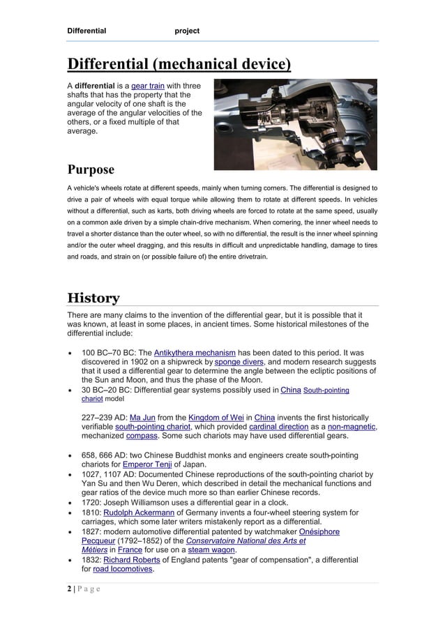 Differential mechanism in cars | PDF