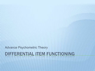 Differential item functioning2 | PPTX