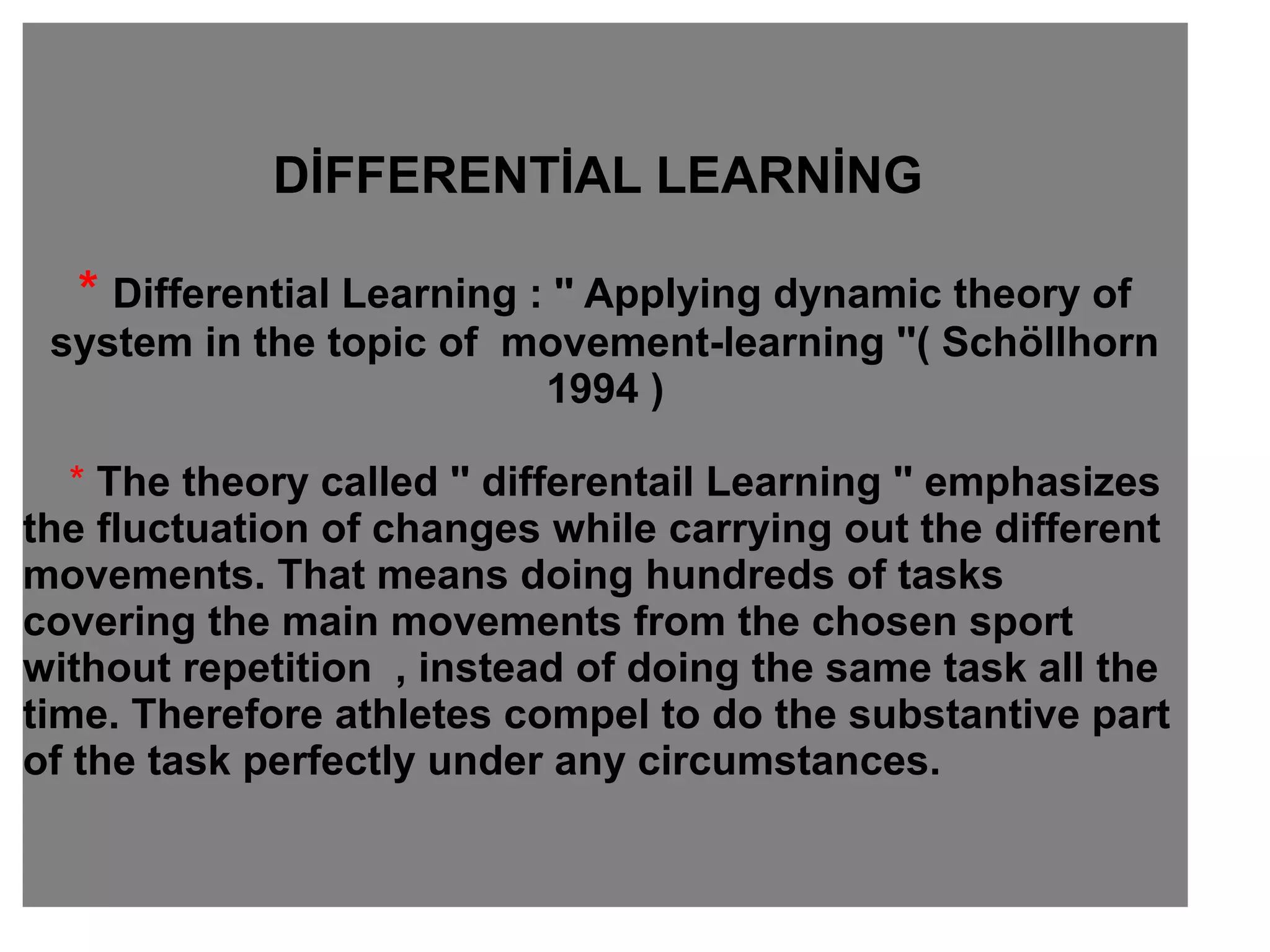 Differential learning in sport | ODP