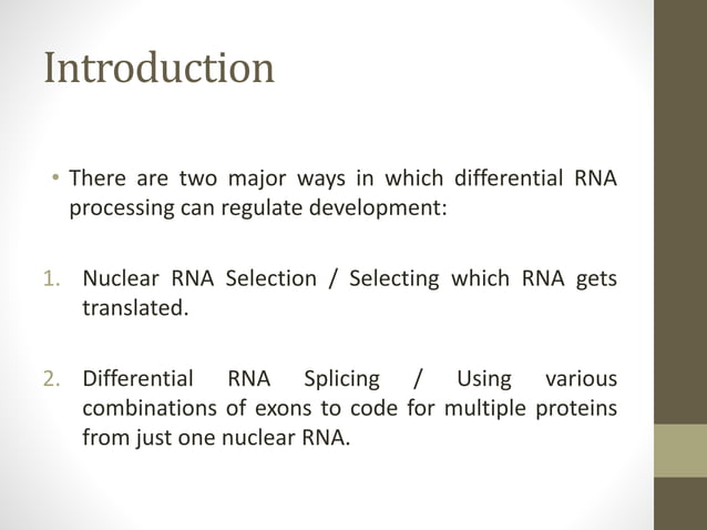 Differential RNA Processing & Animal Development | PPT