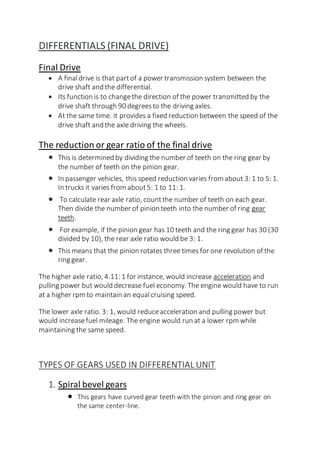 Differentials and axles | DOCX