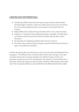 Differentials and axles | DOCX