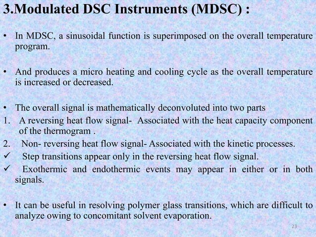 Differential scanning Colorimetry (DSC). | PPTX