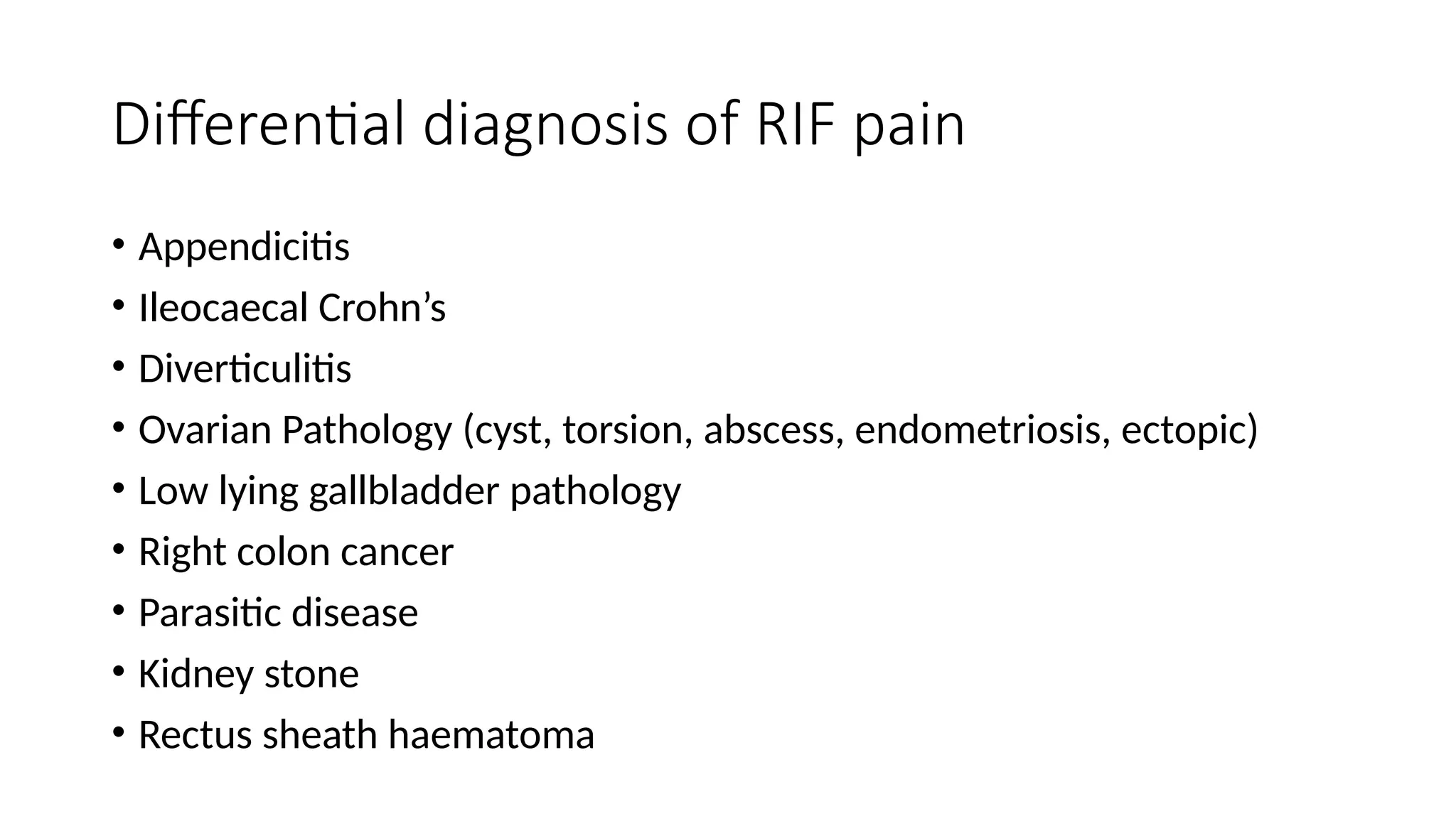 Differential diagnosis of Right iliac fossa pain | PPT