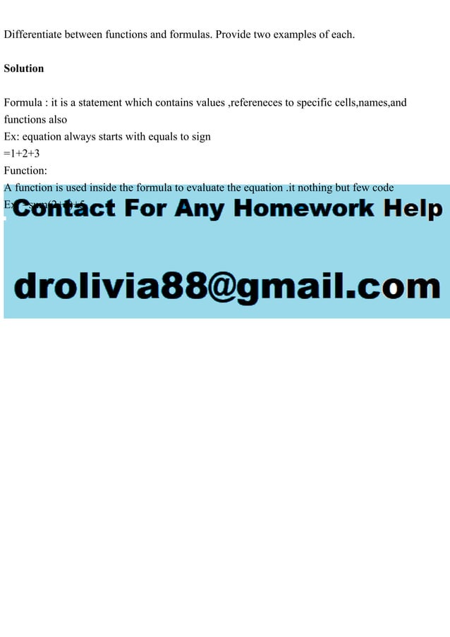 Differentiate between functions and formulas. Provide two examples o.pdf