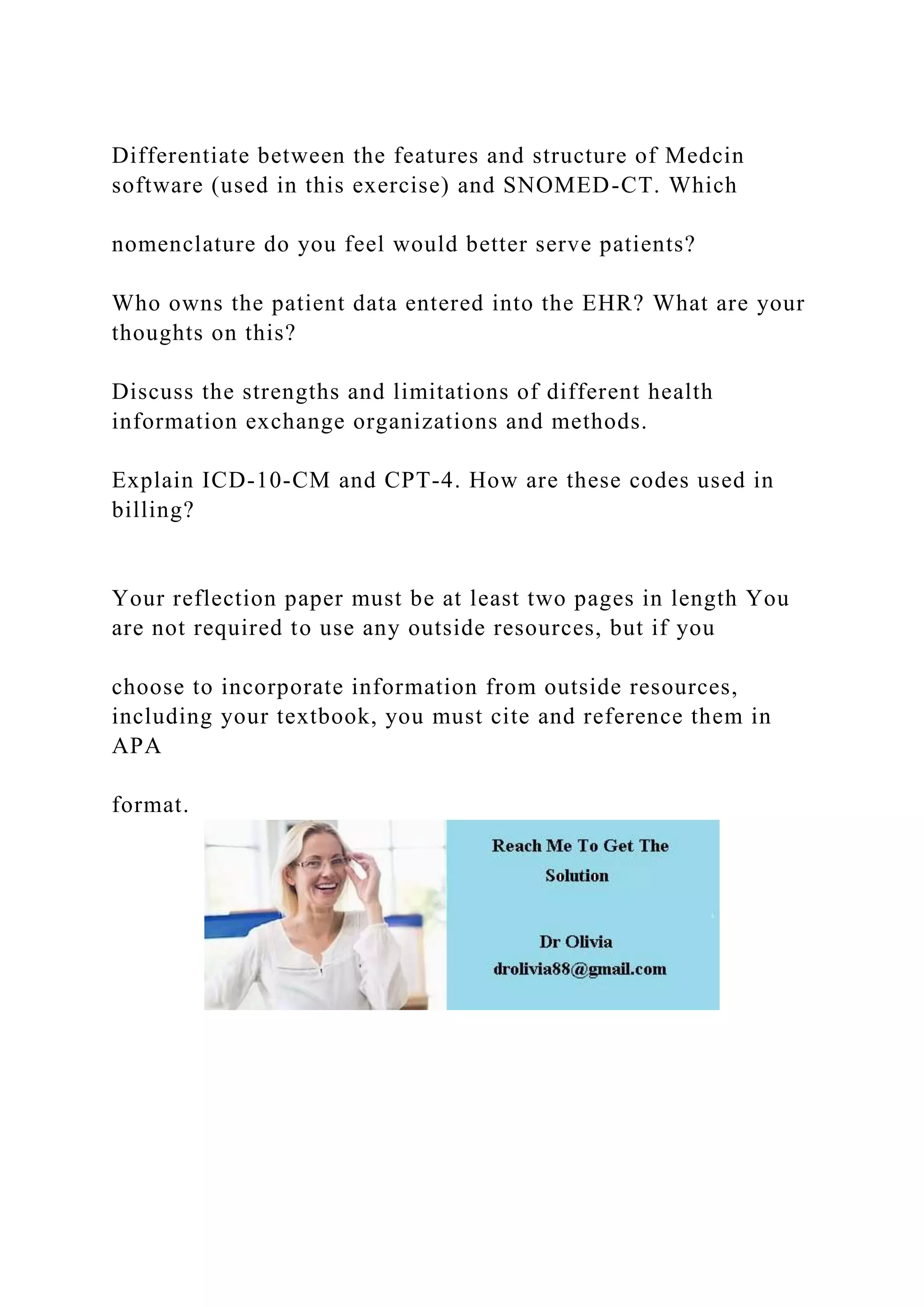 Differentiate between the features and structure of Medcin software | PDF