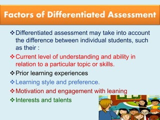 Differentiated Assessment Meaning and Significance | PPTX