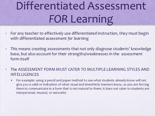 Differentiated Instruction Assessments