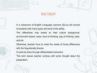 Differentiated instruction in the english language classroom a case for ...