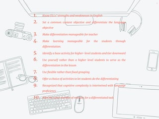 Differentiated instruction in the english language classroom a case for ...