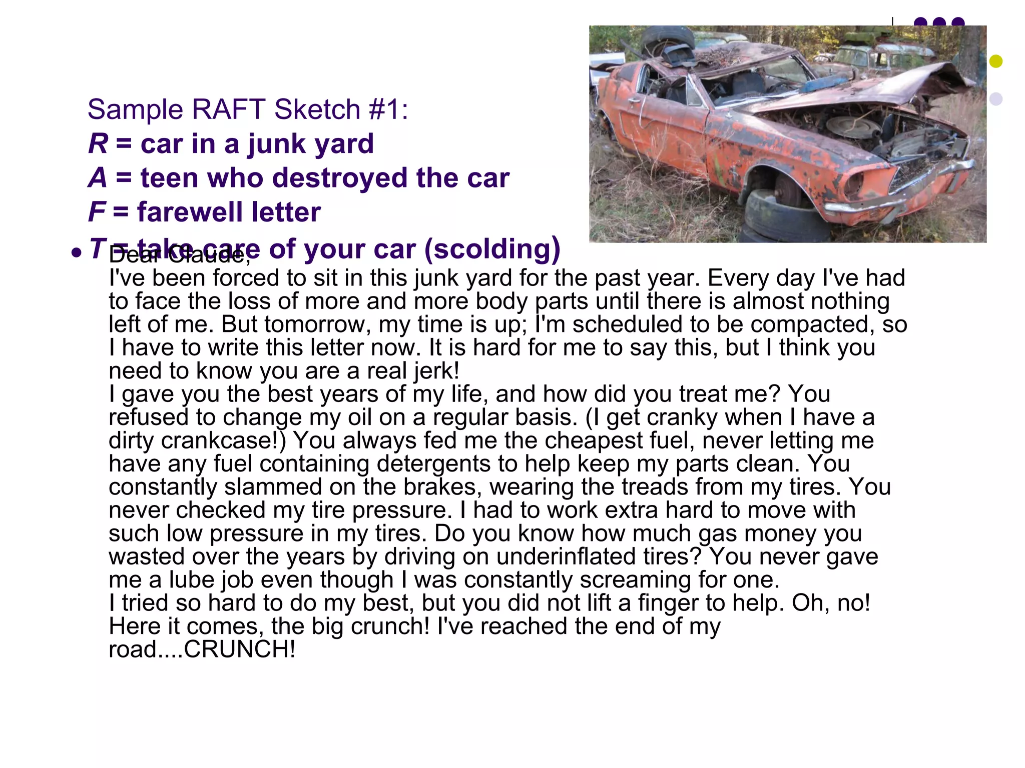 Differentiated Instruction Strategy Raft | PPT