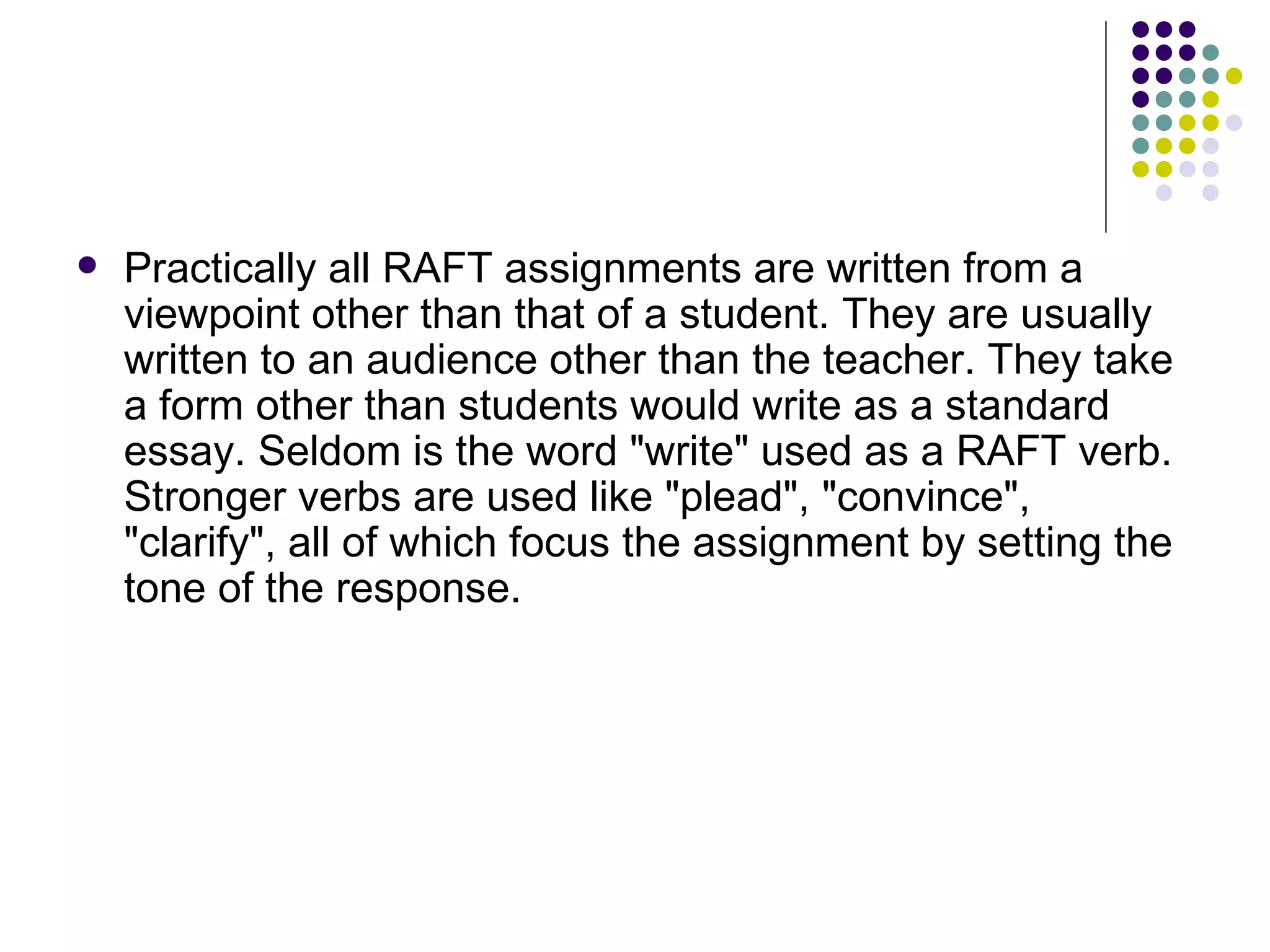 Differentiated Instruction Strategy Raft | PPT