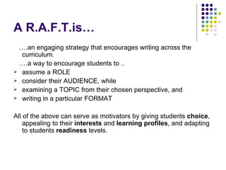 Differentiated Instruction Strategy Raft | PPT