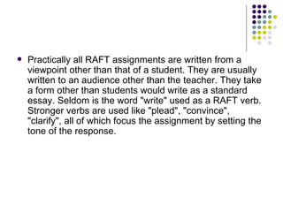 Differentiated Instruction Strategy Raft | PPT