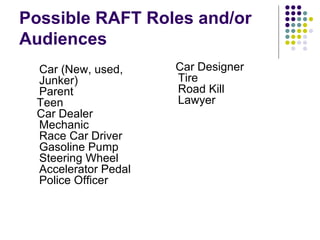 Differentiated Instruction Strategy Raft | PPT
