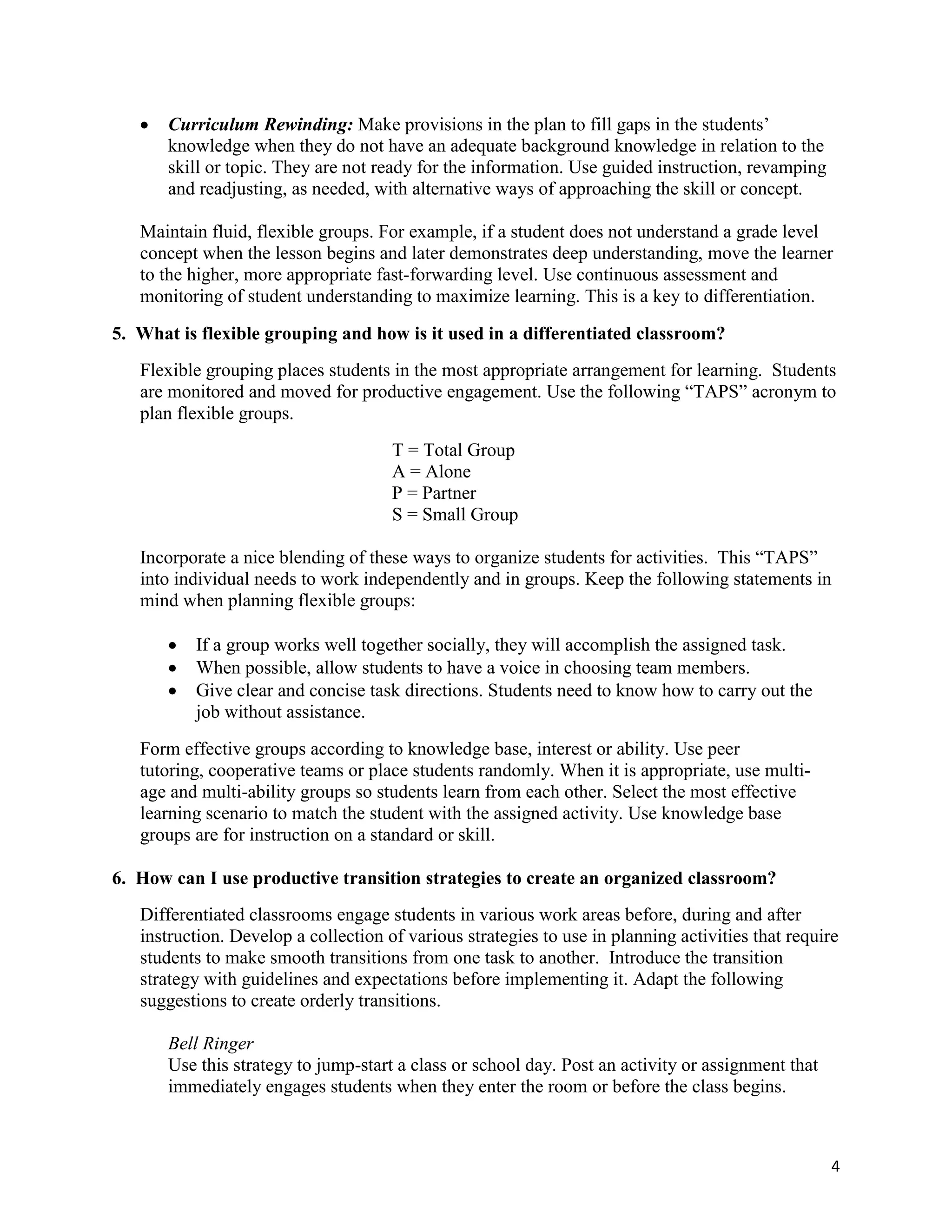 Differentiated instruction ten common questions and answers | PDF