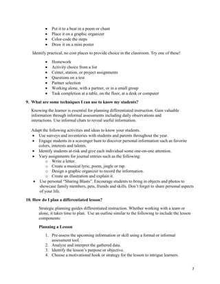 Differentiated instruction ten common questions and answers | PDF