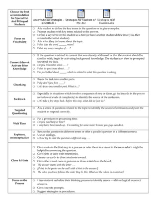 Differentiated Instruction Toolbox | DOC