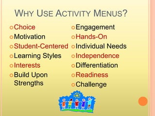 Differentiate to motivate! using menus to | PPTX