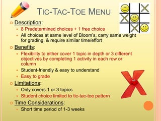 Differentiate to motivate! using menus to | PPTX | Educational ...