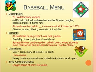 Differentiate to motivate! using menus to | PPTX