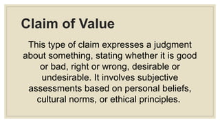Differentiating Claim Of Fact, Claim Of Value.pptx