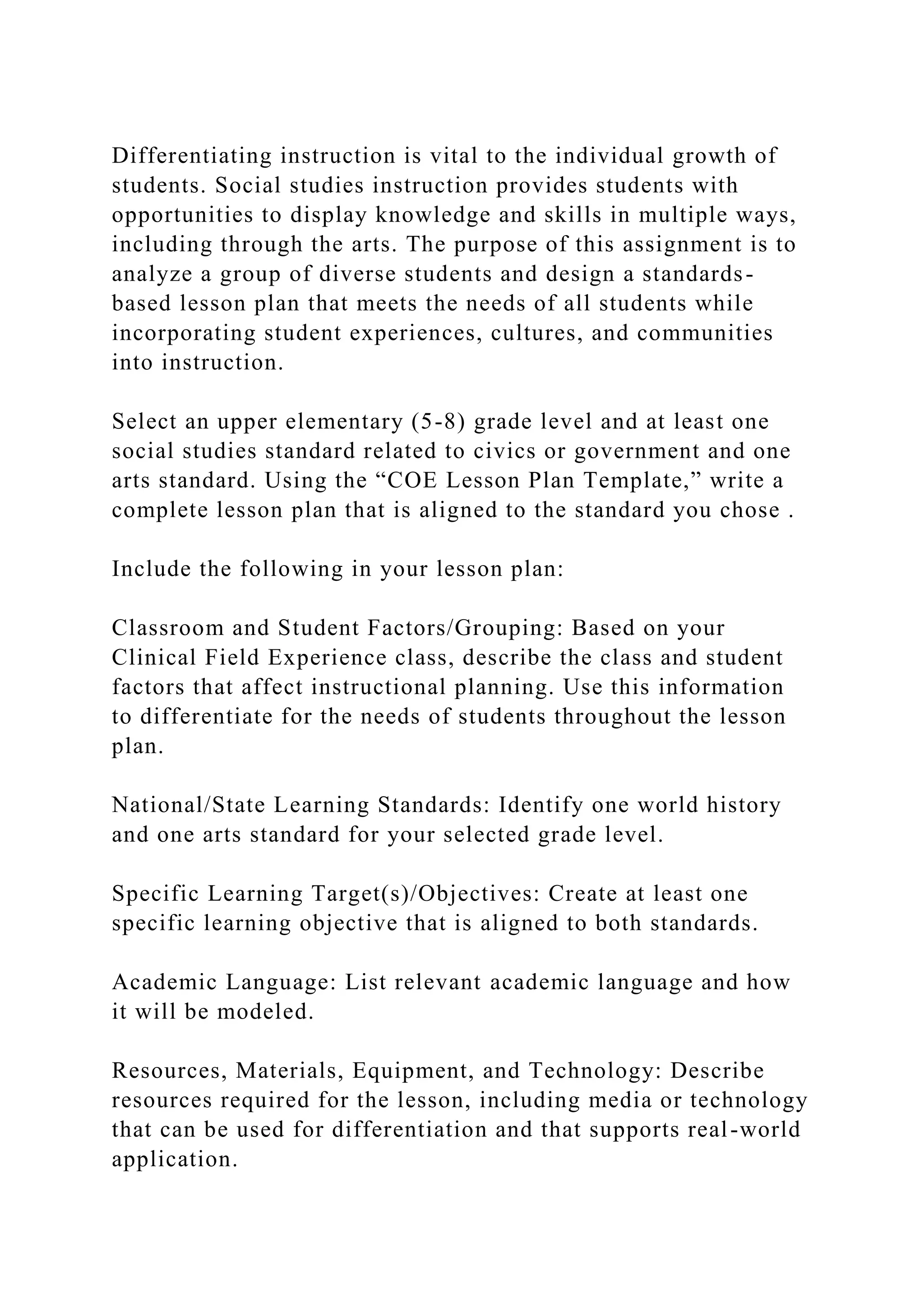 Differentiating instruction is vital to the individual growth of stu.docx