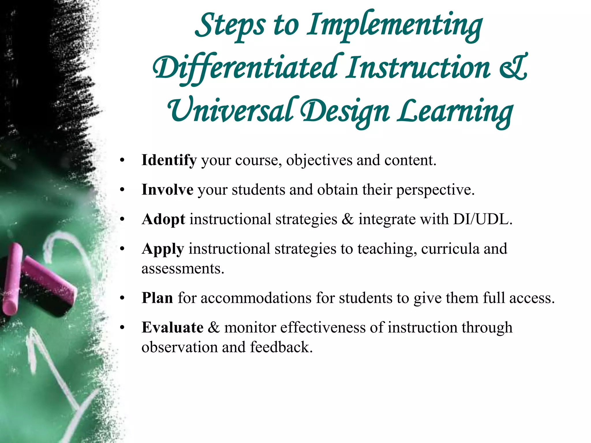 Differentiating Instruction Through The Implementation of UDL | PPTX