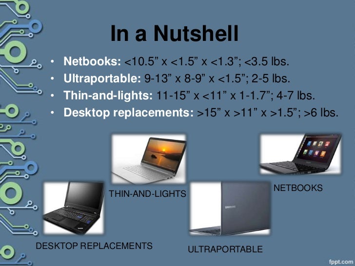 Differentiating laptop types by size
