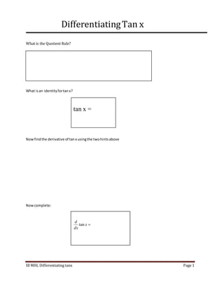 Differentiating tan x | DOCX