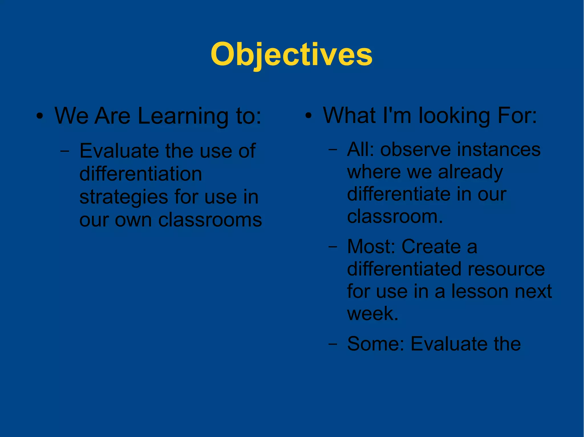 Differentiation in the classroom. | ODP