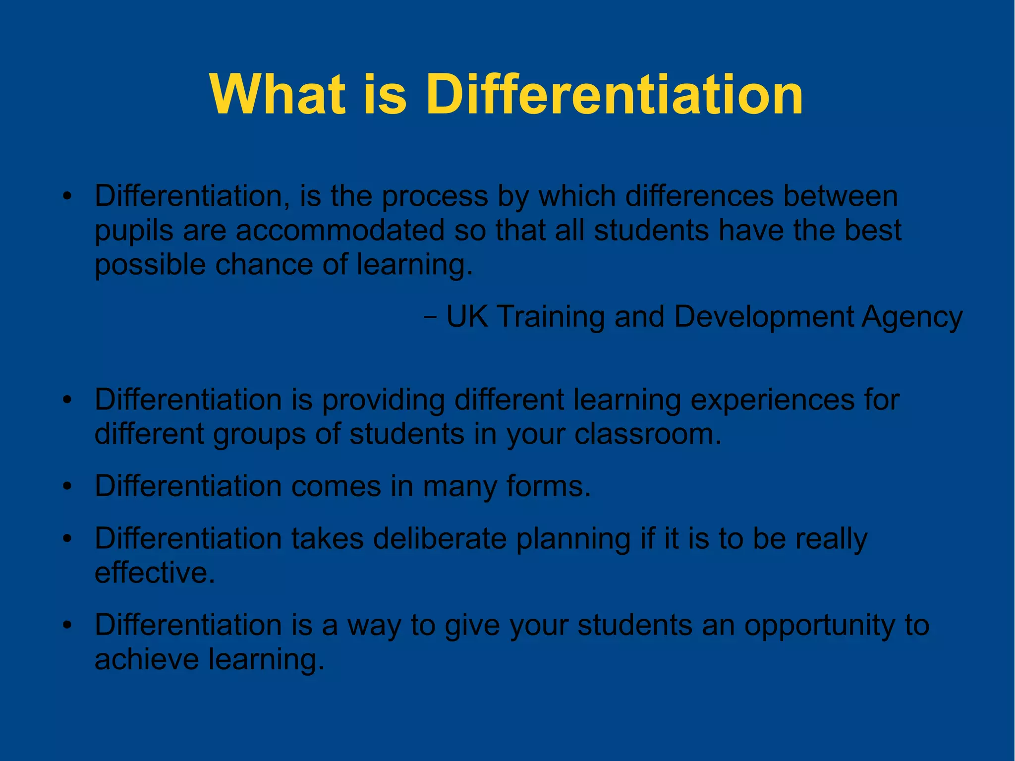 Differentiation in the classroom. | ODP