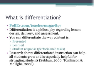 Differentiation- A School-Wide program | PPTX | Educational Assessment | Education