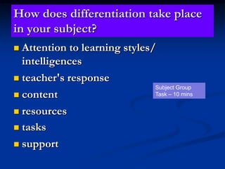 Differentiation (rp5) - session 1 | PPT | Special Education | Education