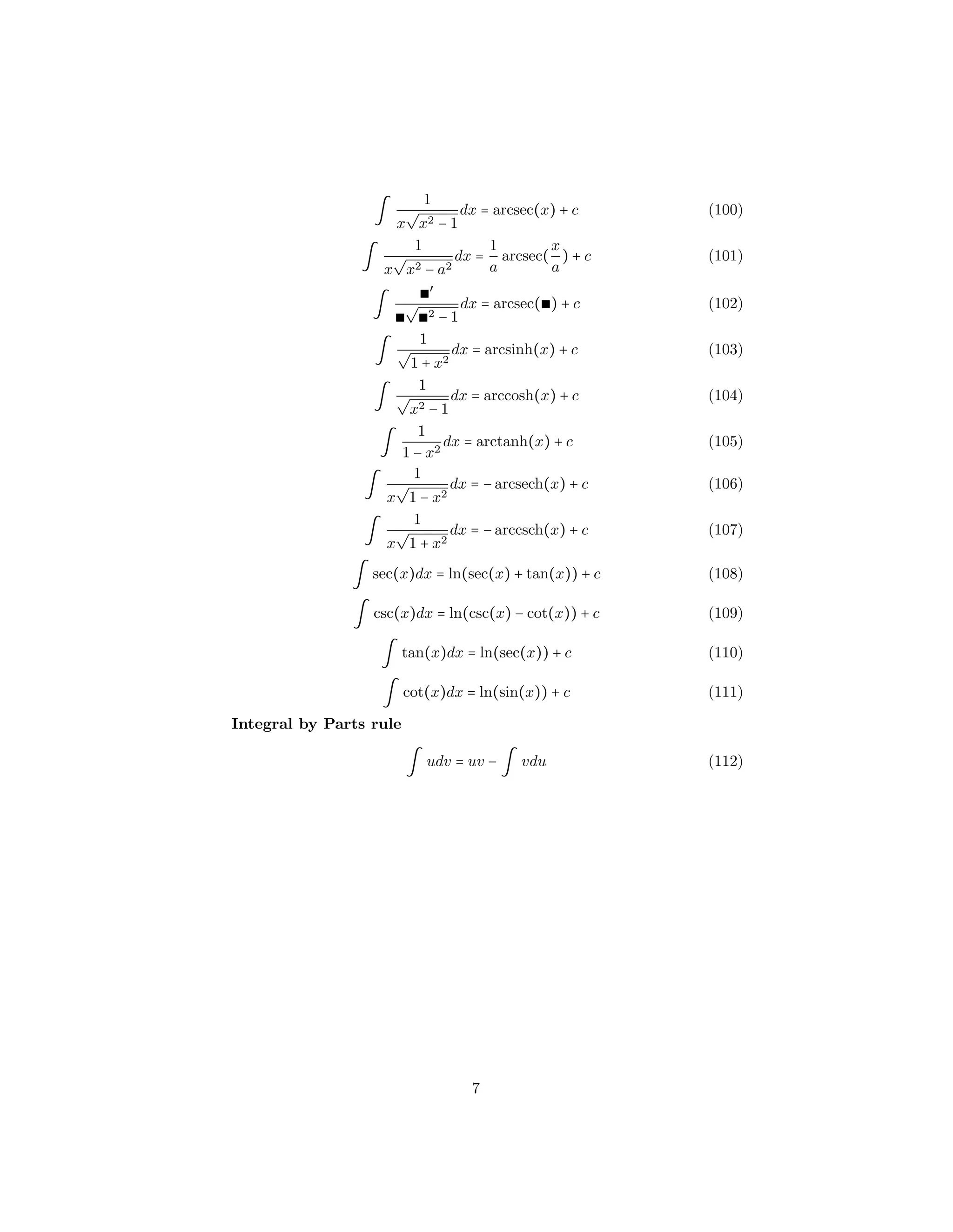 Summary Of Important Laws Of Differentiation And Integration | PDF